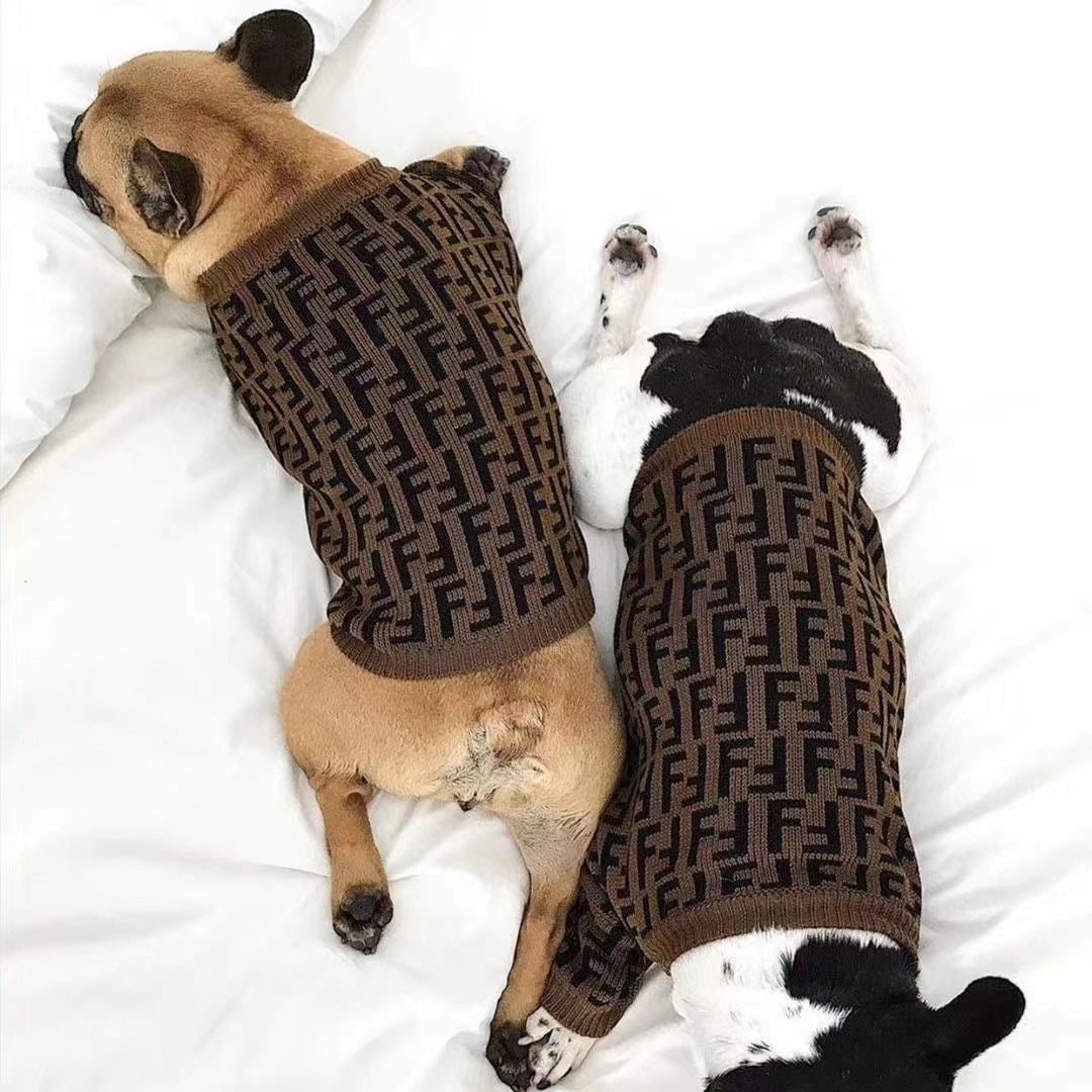 Fendi dog sweater | Brown Fendi luxury Dog Wool Sweater Best